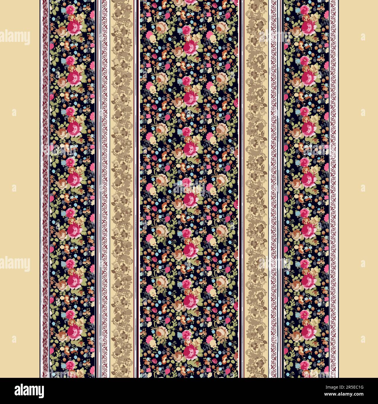 Abstract Design of Textured Flowers Ready for Textile Prints Stock ...