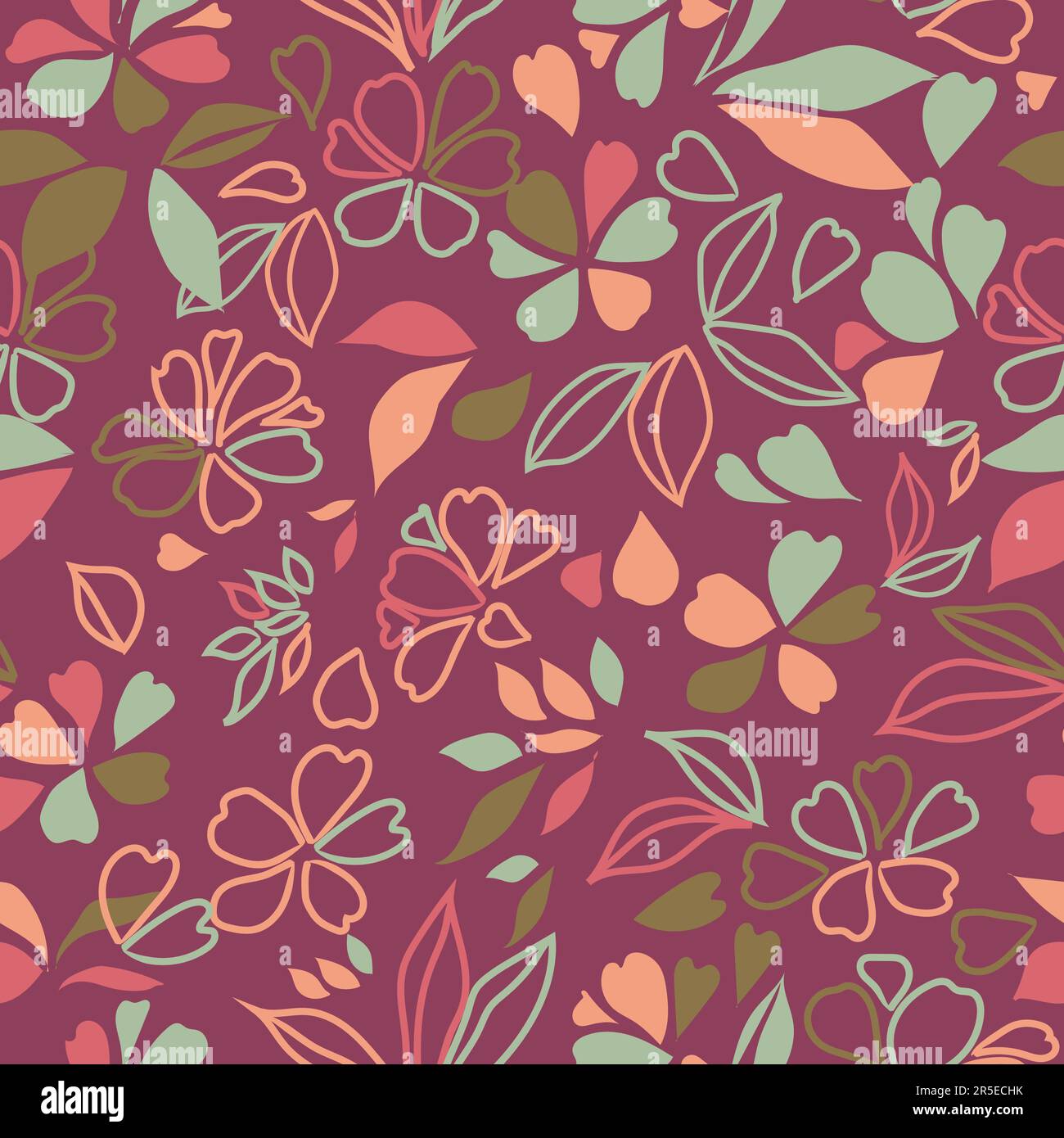 Floral abstract seamless pattern. Vector design for different surfaces ...