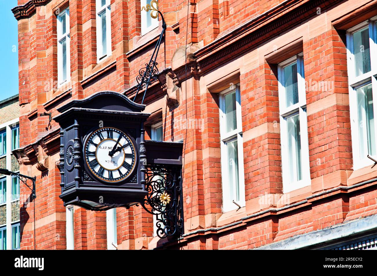 Clock detail, George Hudson Street, York, Yorkshire, England Stock ...
