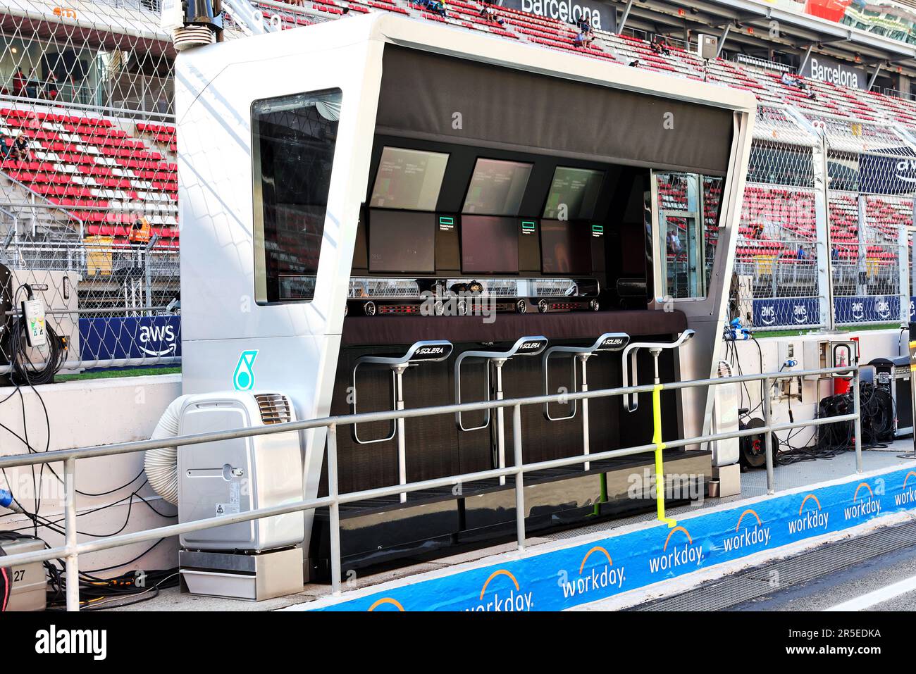 Barcelona, Spain. 03rd June, 2023. Mercedes AMG F1 pit gantry. Formula ...