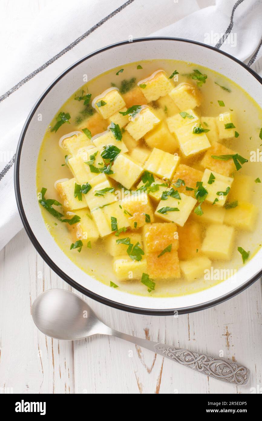 Zuppa Imperiale Italian Imperial soup with eggs and Parmesan cheese ...