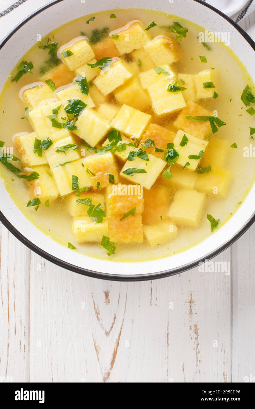 Traditional soup originally from Bologna zuppa imperiale Imperial Soup ...