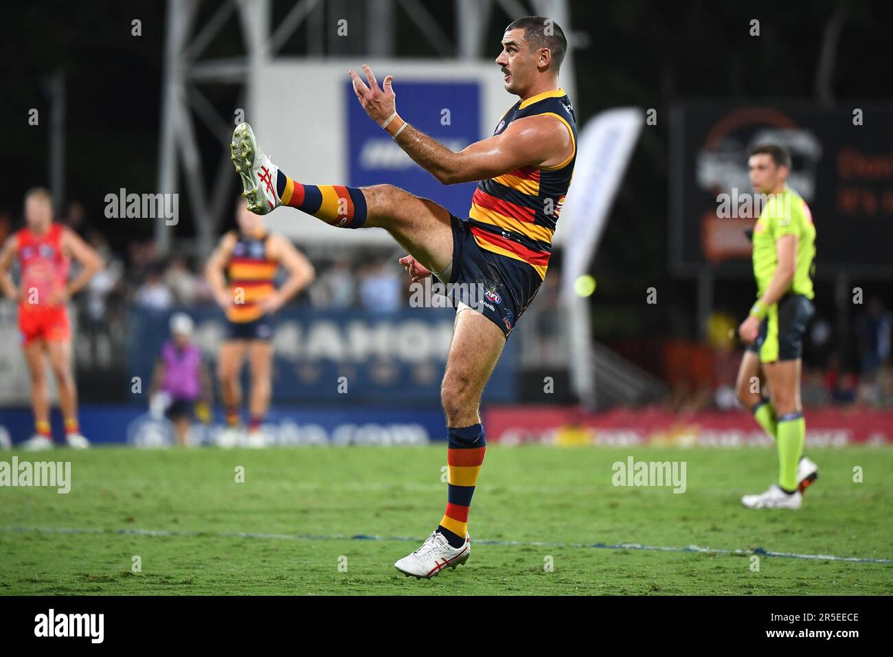 Darwin, Australia. 03rd June, 2023. Taylor Walker of the Crows kicks a ...