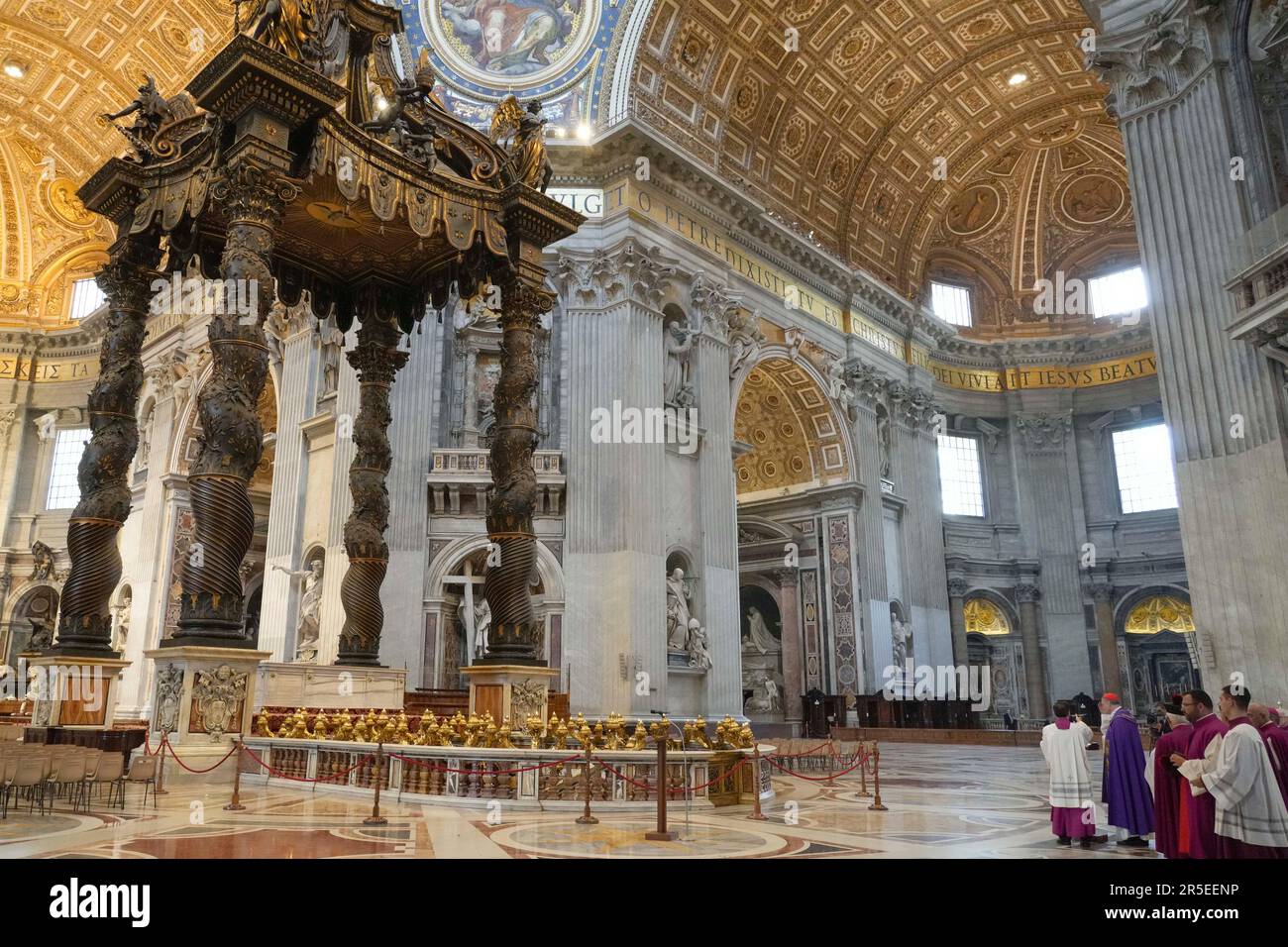 CORRECTS CARDINAL NAME- Cardinal Mauro Gambetti, right, celebrates a ...