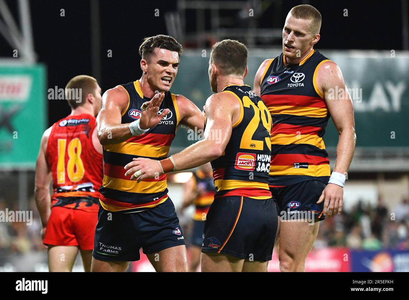 Darwin, Australia. 03rd June, 2023. Ben Keays of the Crows celebrates a ...