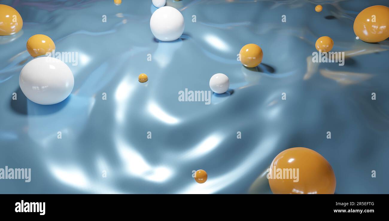 Illustration of colorful balls floating in a clear pool of water 3d ...