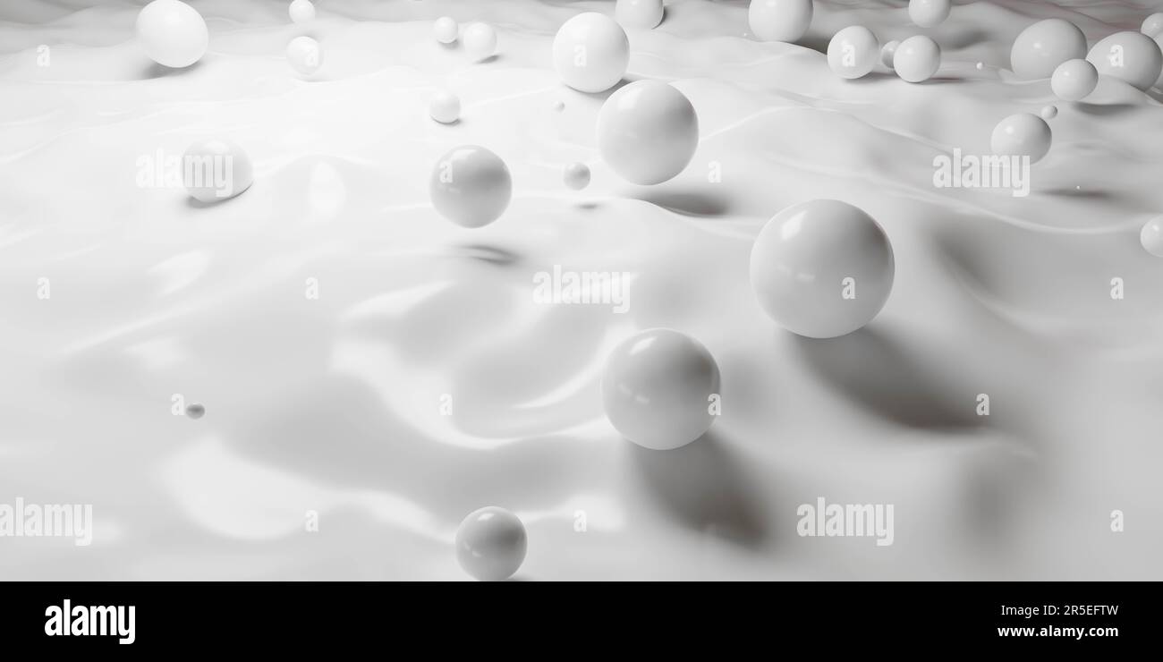 Illustration of numerous white spheres suspended in mid-air 3d render ...