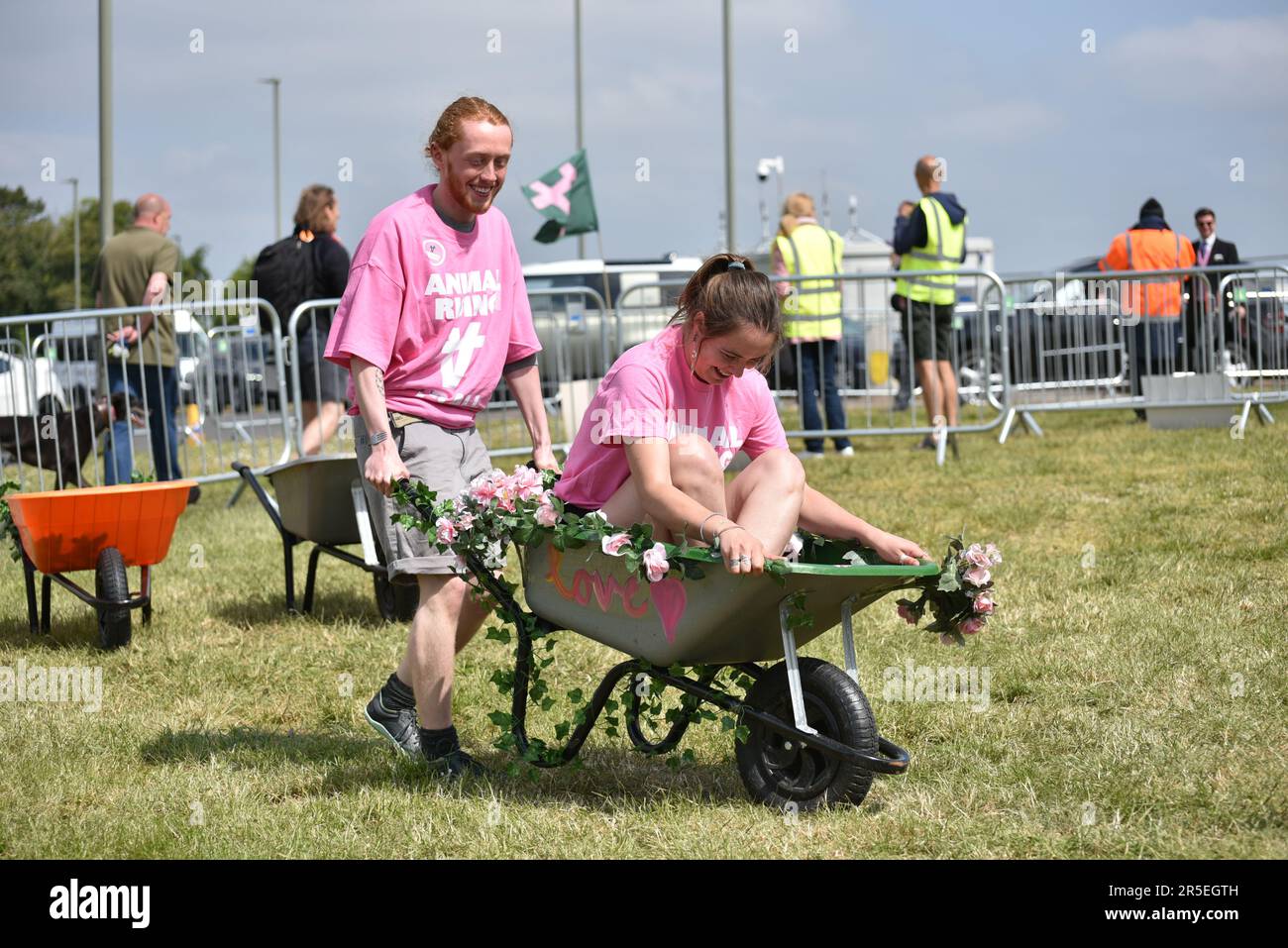 Epsom Downs Surrey, UK. 3 June 2023. Animal Rising stage a one day ...