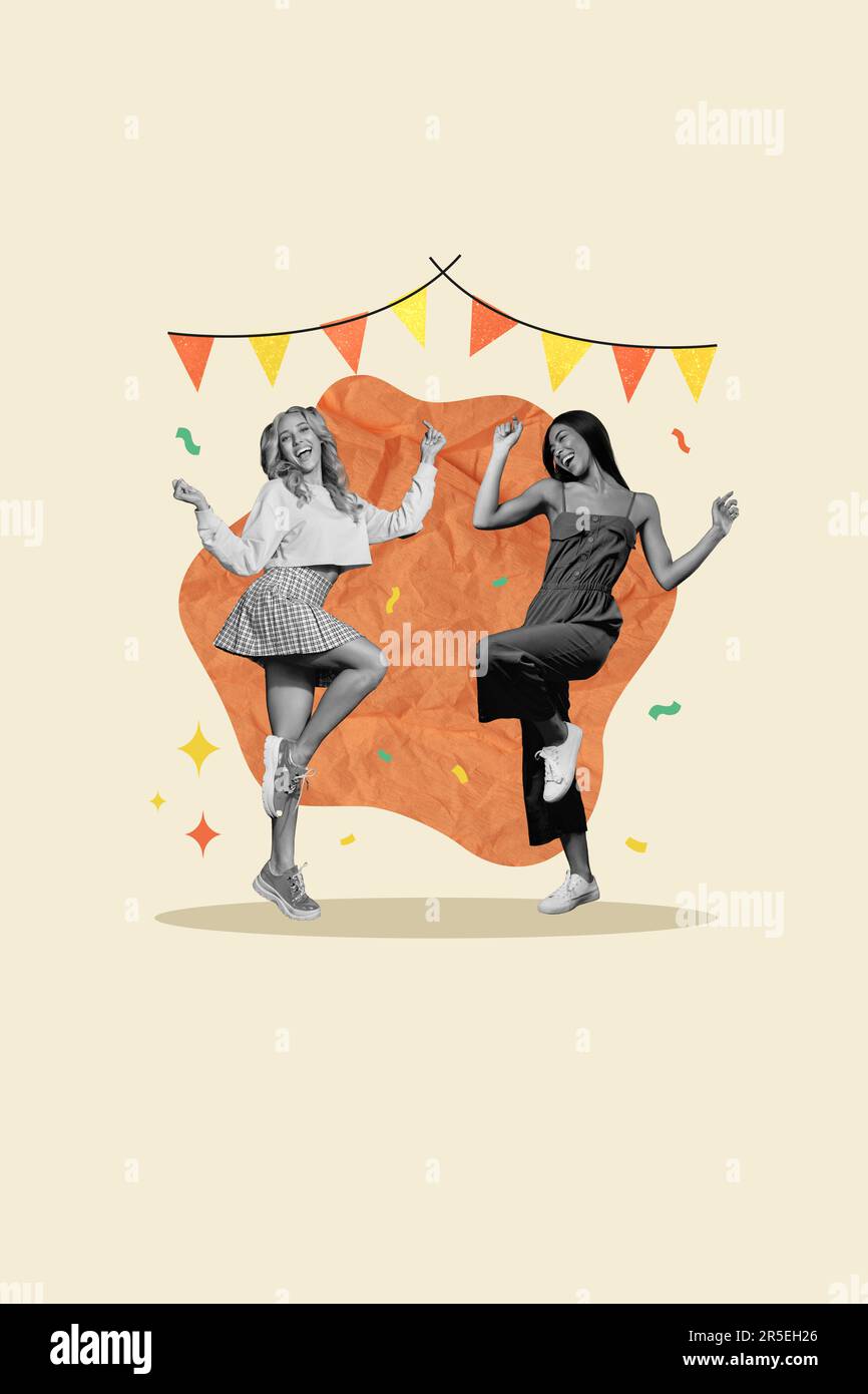 Vertical creative composite sketch photo collage of positive good mood ...