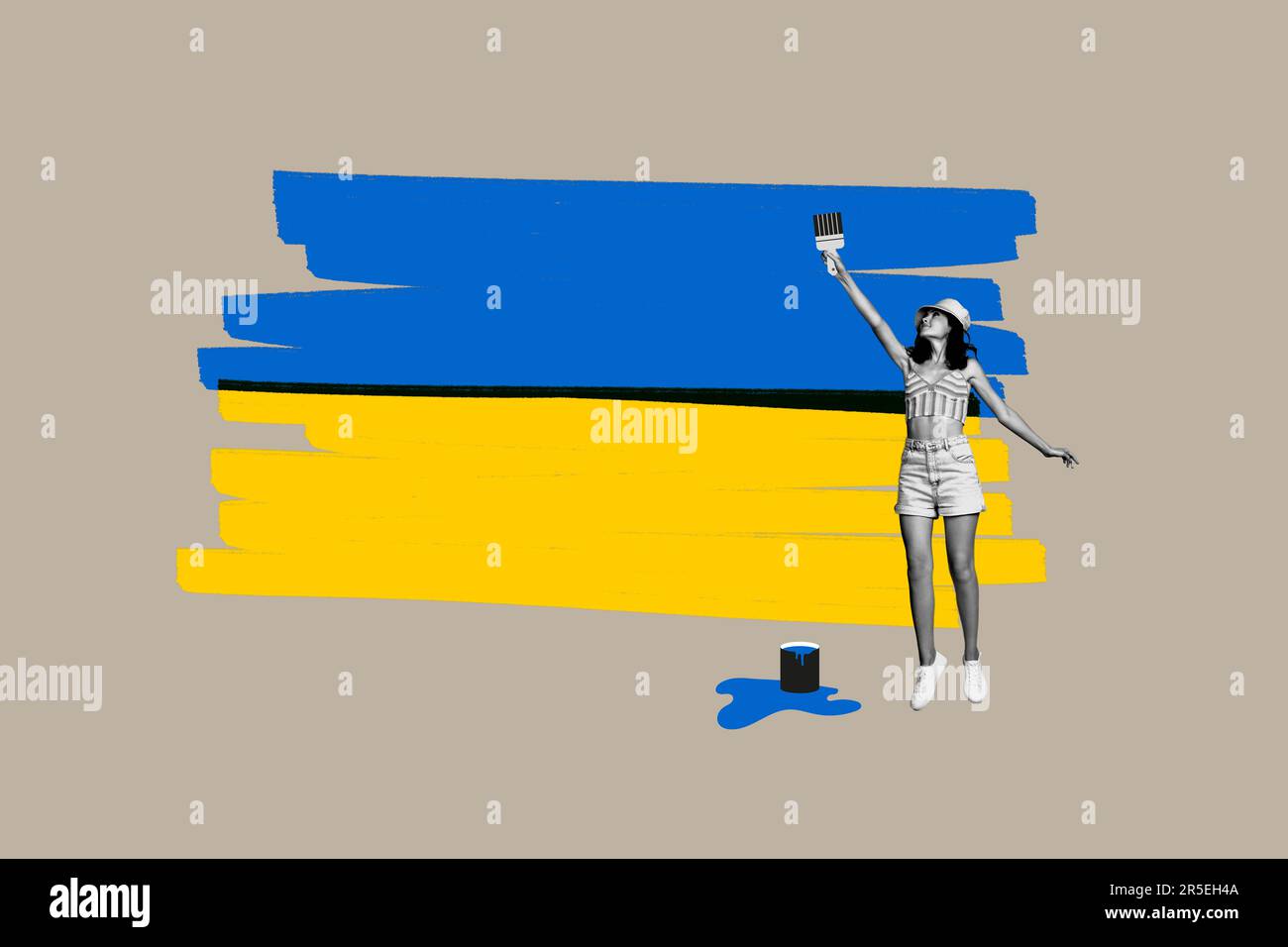 Template collage image picture of lady true patriot love ukraine ...