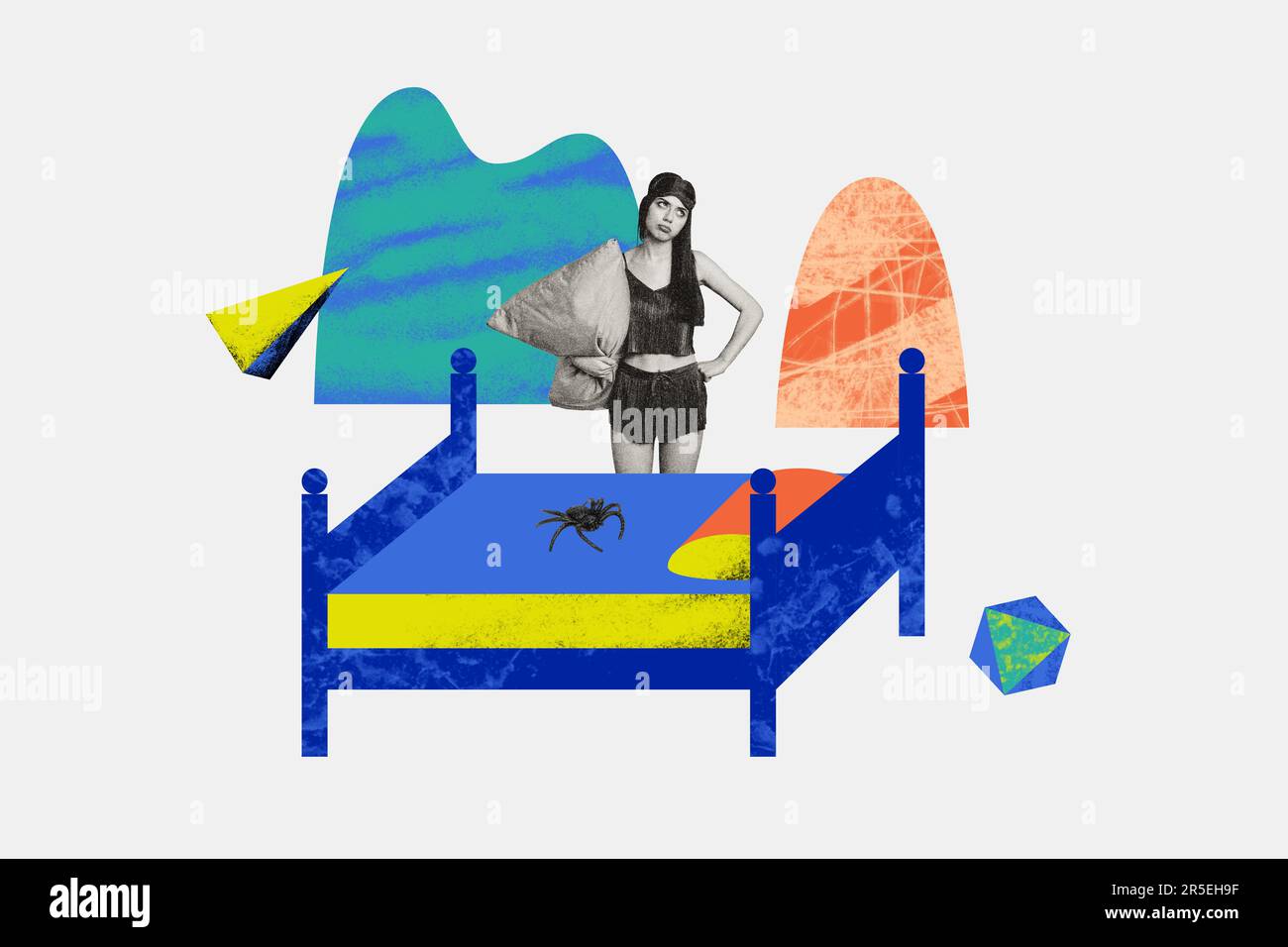 Poster banner collage of exhausted displeased lady feel tired not ...