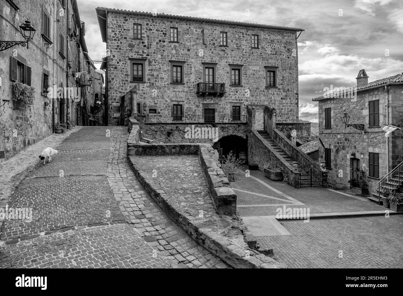 Black and white view of Palazzo Monaldeschi della Cervara, Piazzetta ...