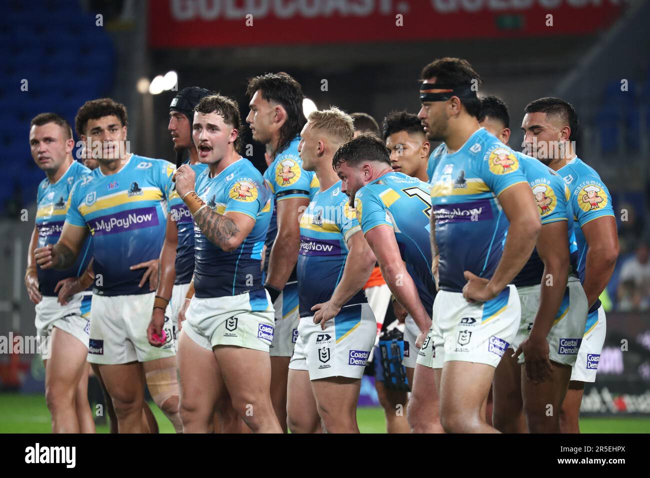 Gold Coast, Australia. 03rd June, 2023. Titans players look dejected ...