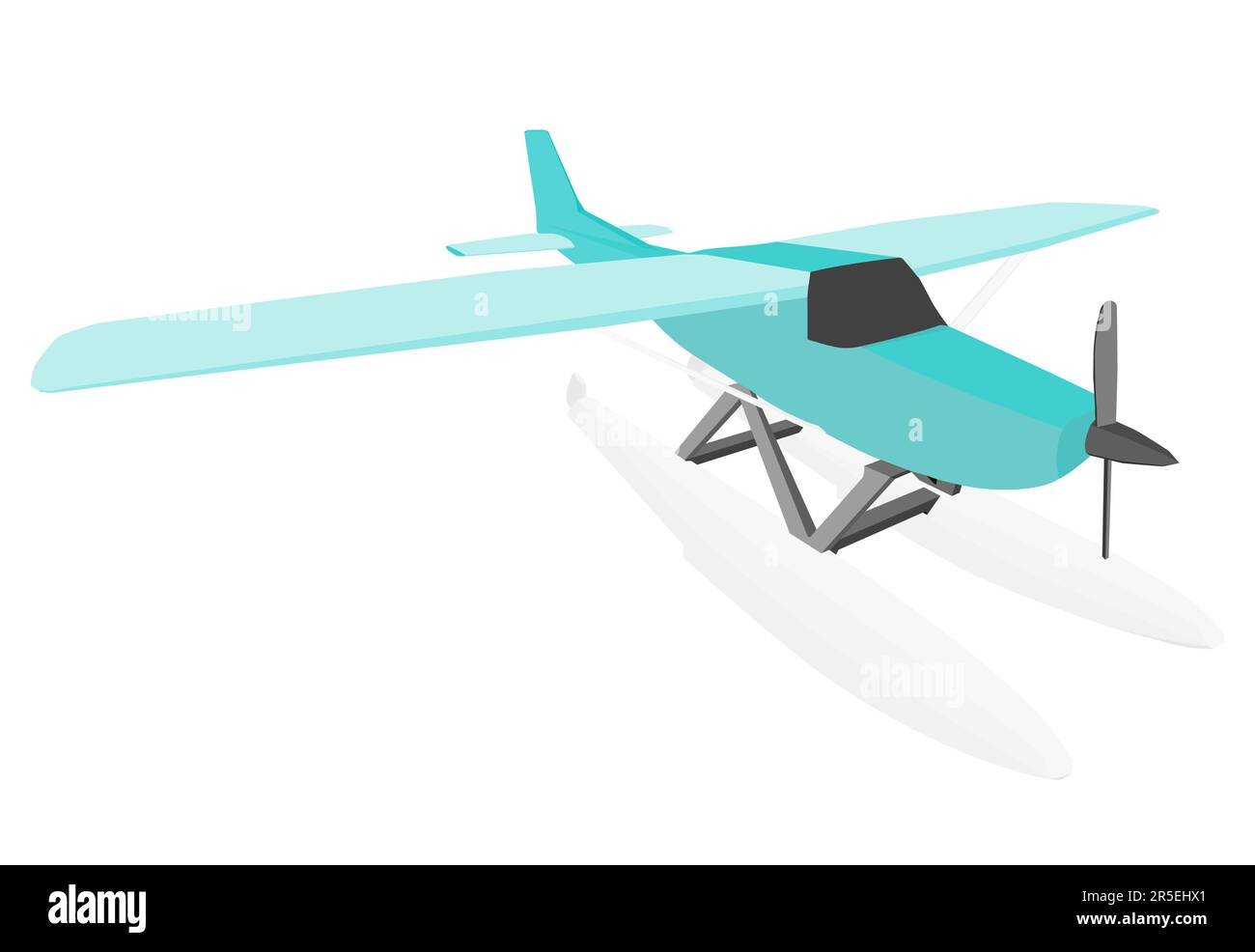 Propeller plane with landing gear isolated on white background. Flat ...