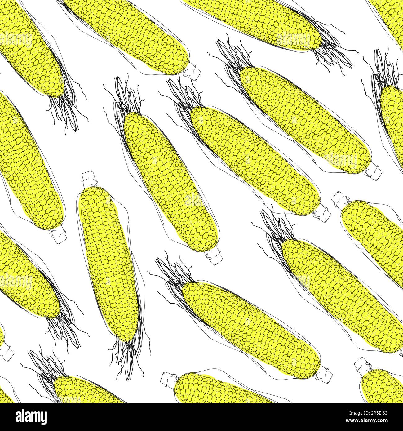Seamless texture with corn isolated on a white background. Outline of ...