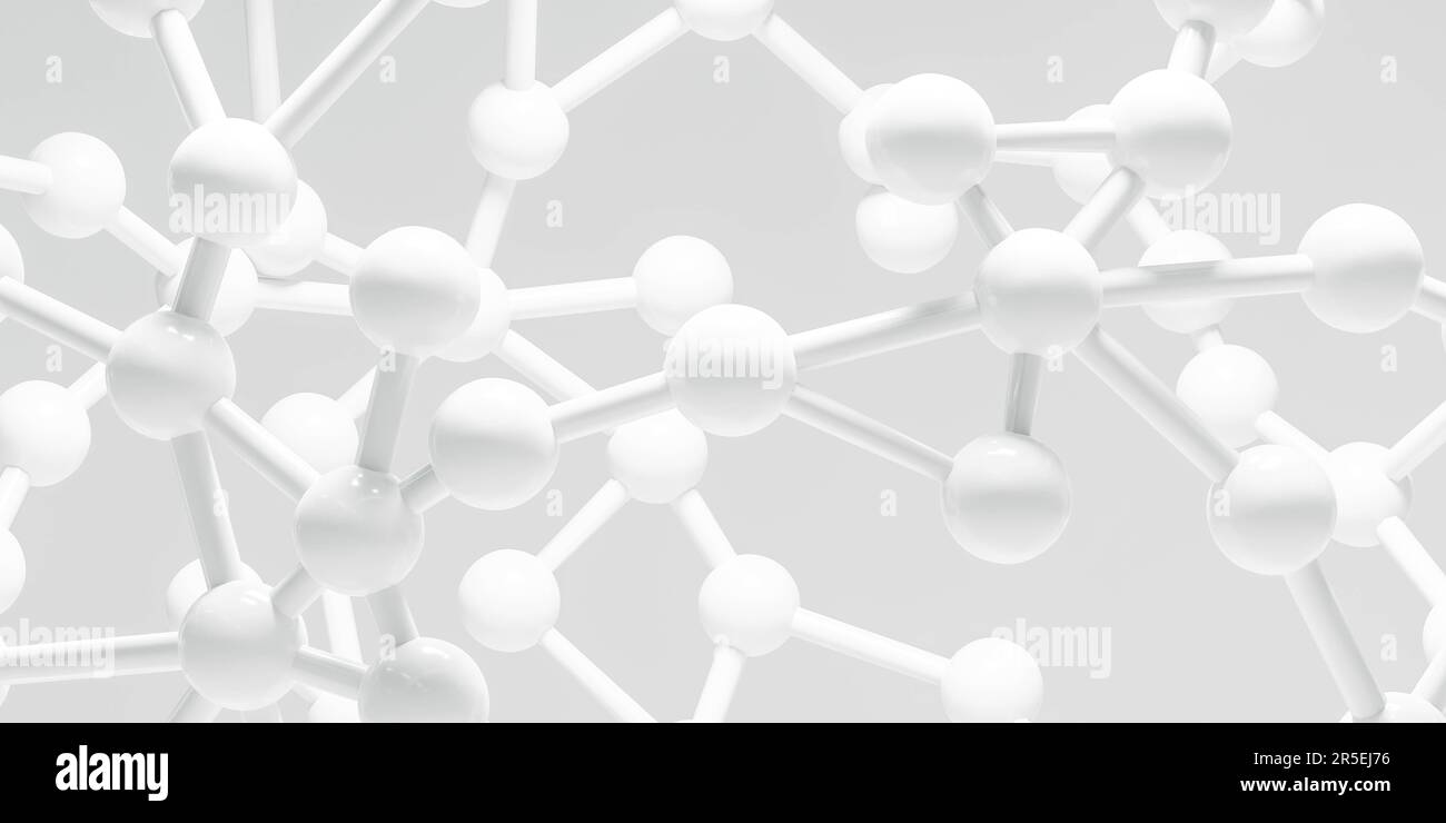Illustration of a 3D rendered structure composed of white spherical ...