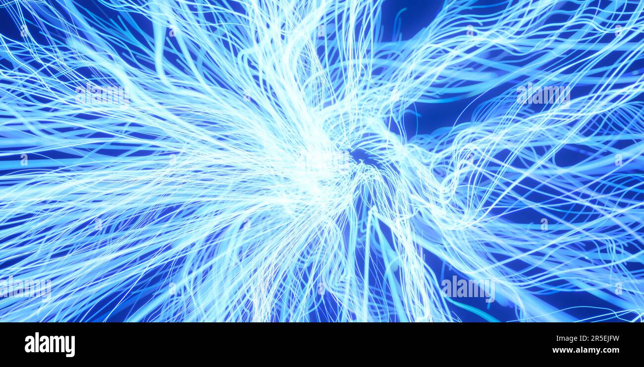 Illustration of a 3D rendered blue and white network of strings 3d ...
