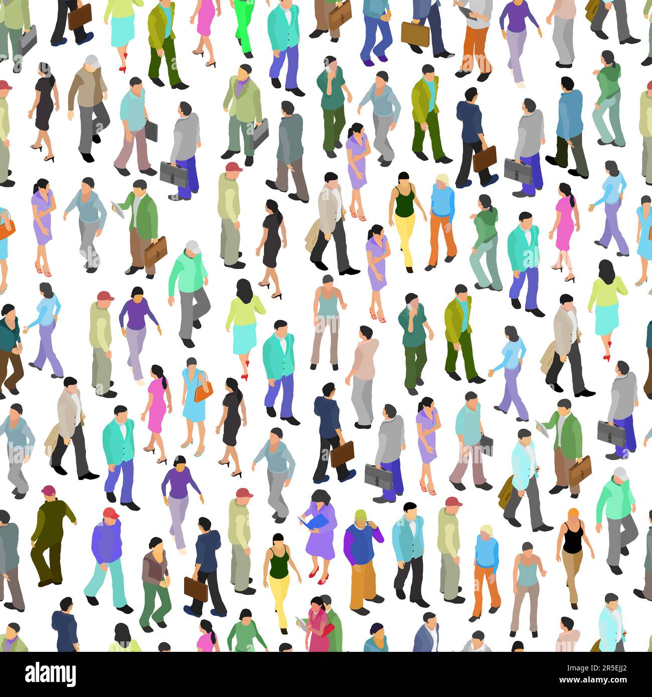 Seamless pattern with many people in different positions isolated on ...
