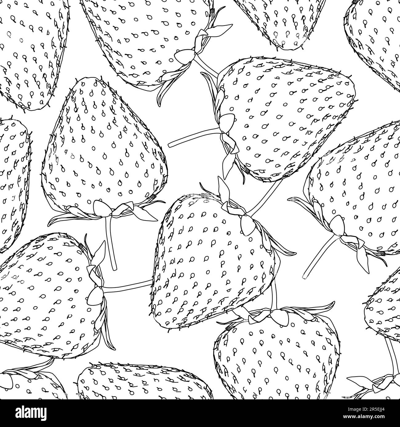 Seamless texture with contours of strawberries from black lines ...