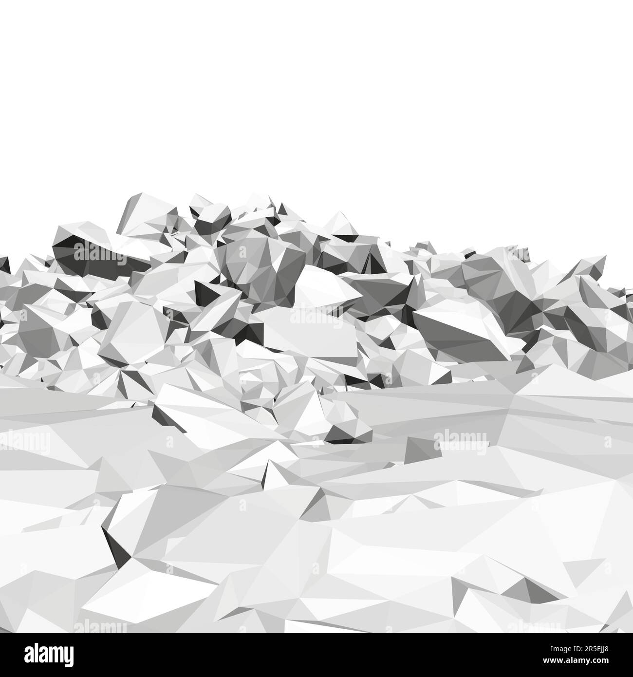 Polygonal mountain with stones isolated on white background. 3D. Vector illustration Stock ...