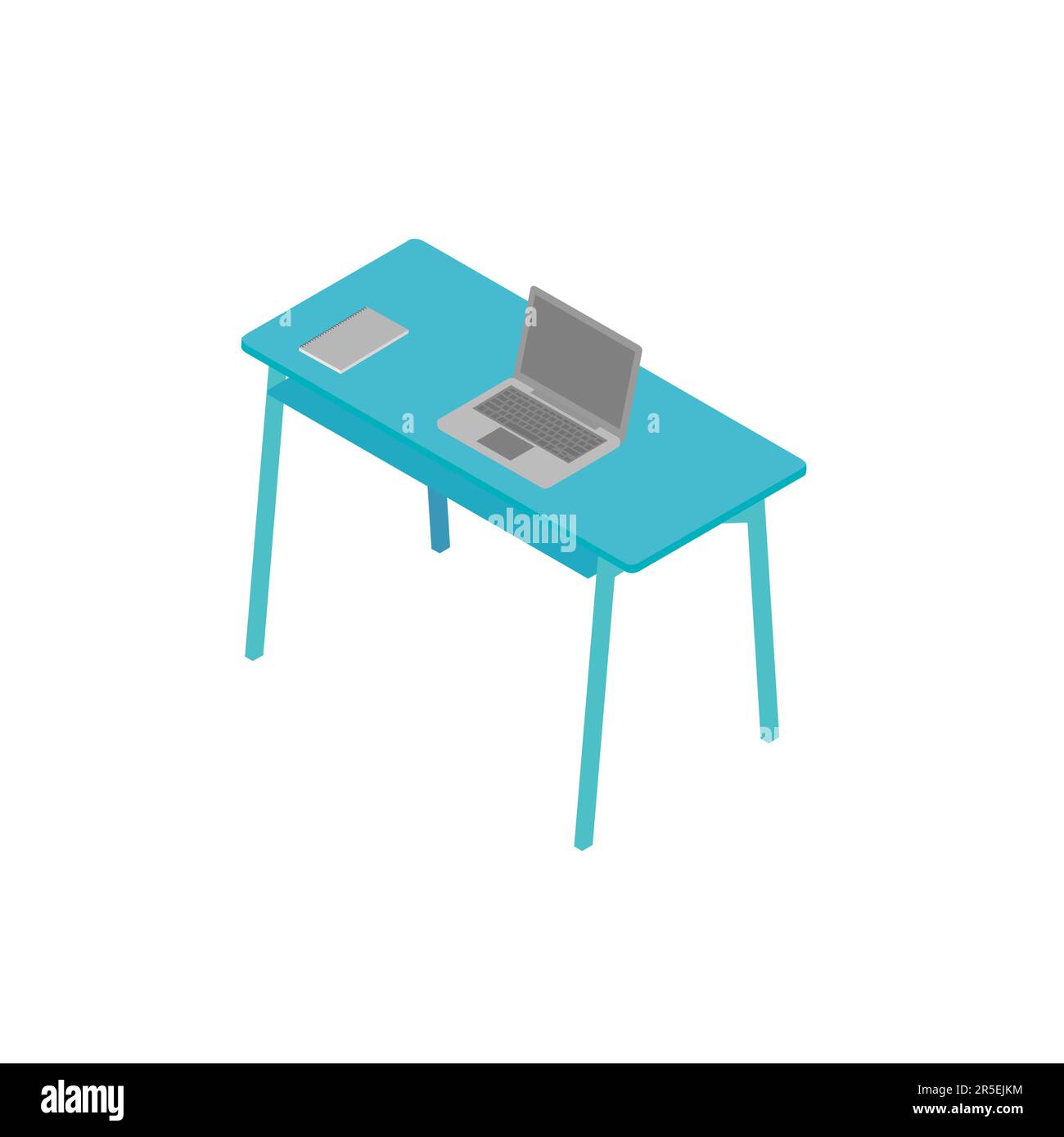 Table with laptop isolated on white background. Isometric view. 3D ...