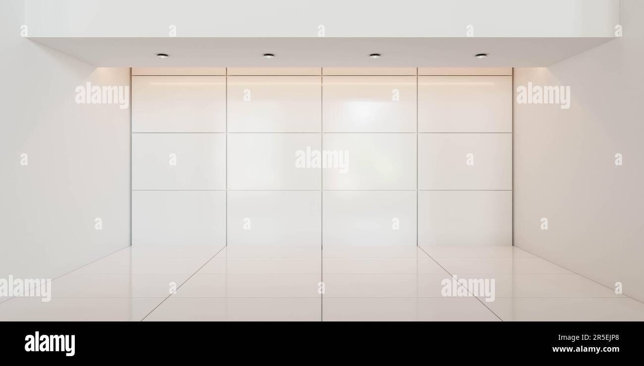 Illustration of an Empty Room with White Tiled Flooring in a Modern ...