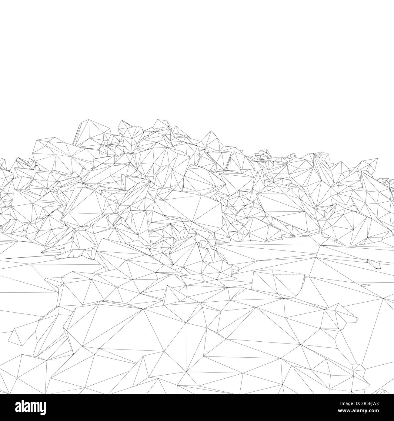 Mountain wireframe with stones from black lines isolated on white ...