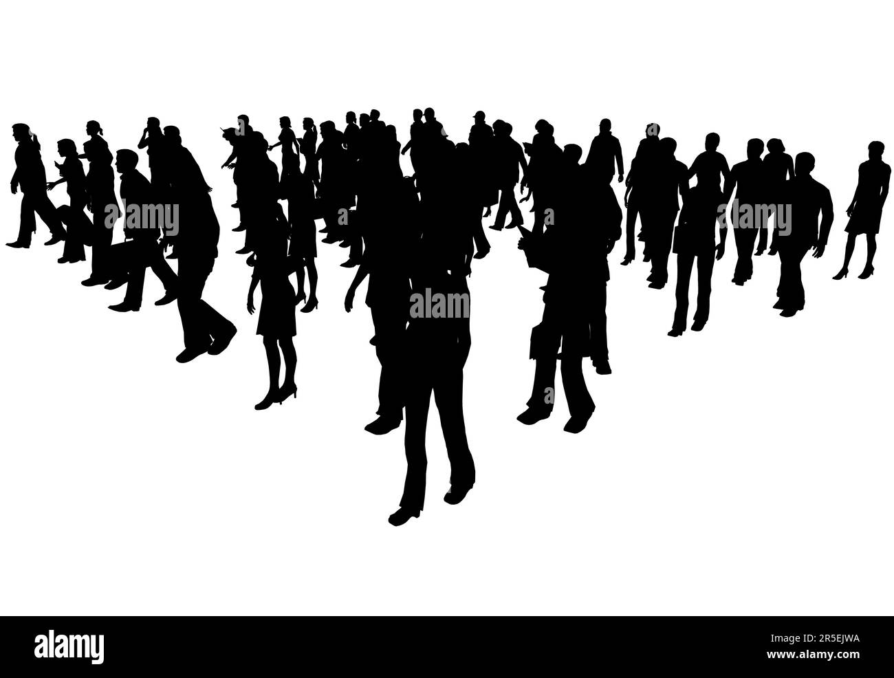 Silhouette of a crowd of people in different positions isolated on a ... Silhouette of a crowd of people in different positions isolated on a ...