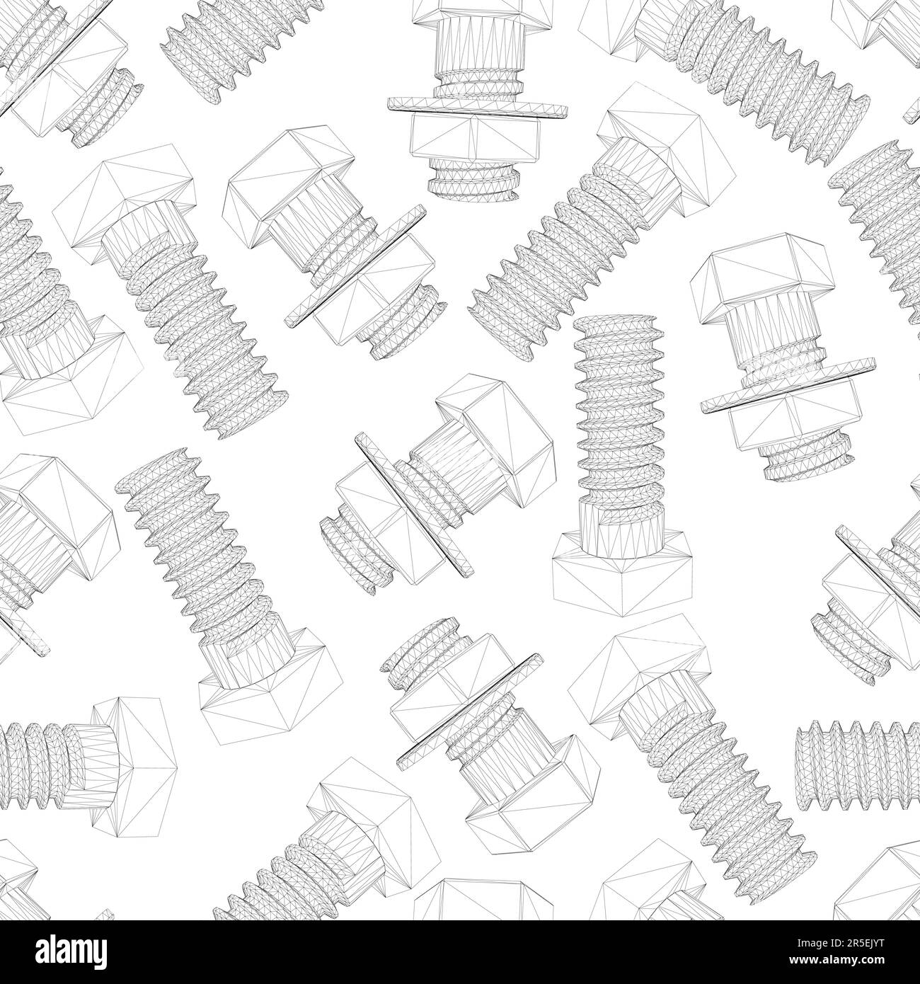Seamless texture with a wireframe of bolts with nuts from black lines ...