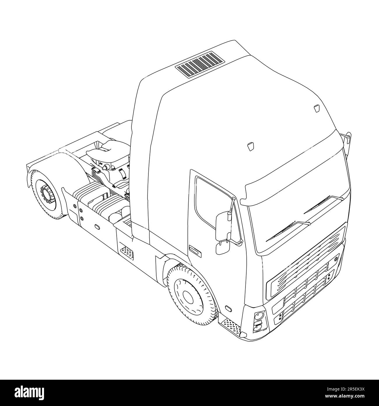 Outline of a truck without a trailer from black lines isolated on a ...