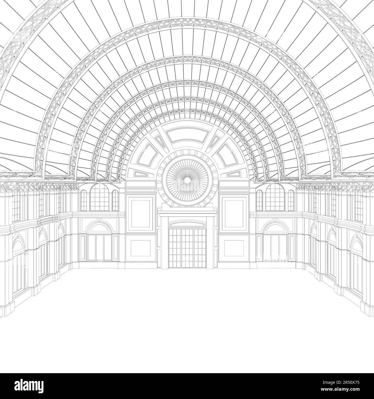 The contour of the decorative room from black lines isolated on a white ...