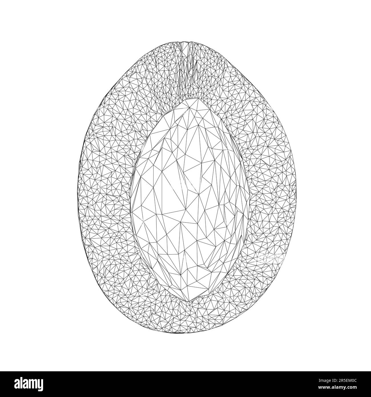 Avocado wireframe from black lines isolated on white background. Front view. 3D. Vector ...
