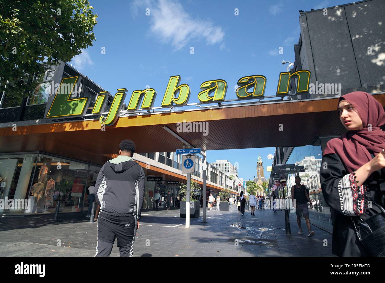 Part of the Lijnbaan shopping precinct in Rotterdam, The Netherlands ...