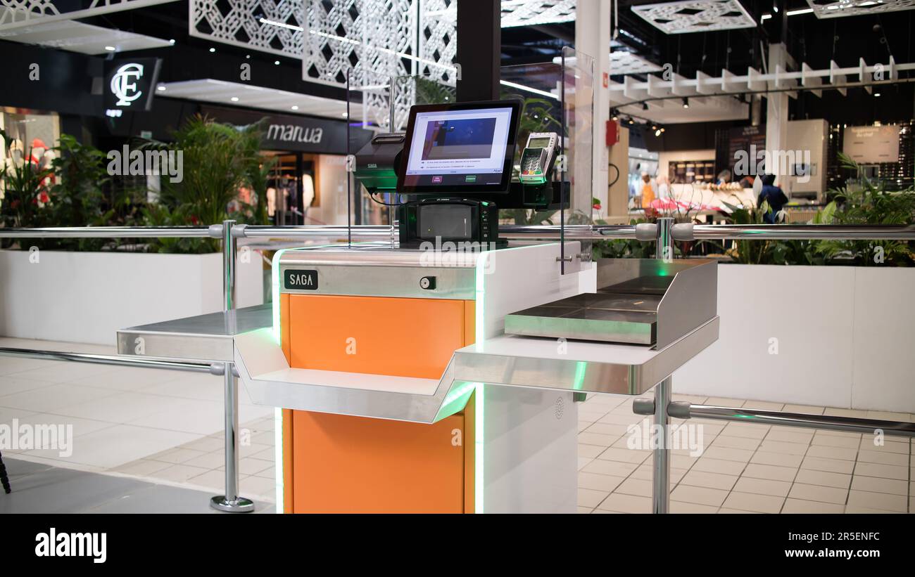 Modern Shopping at Marjane Supermarket's Self-checkout, Rabat Stock ...