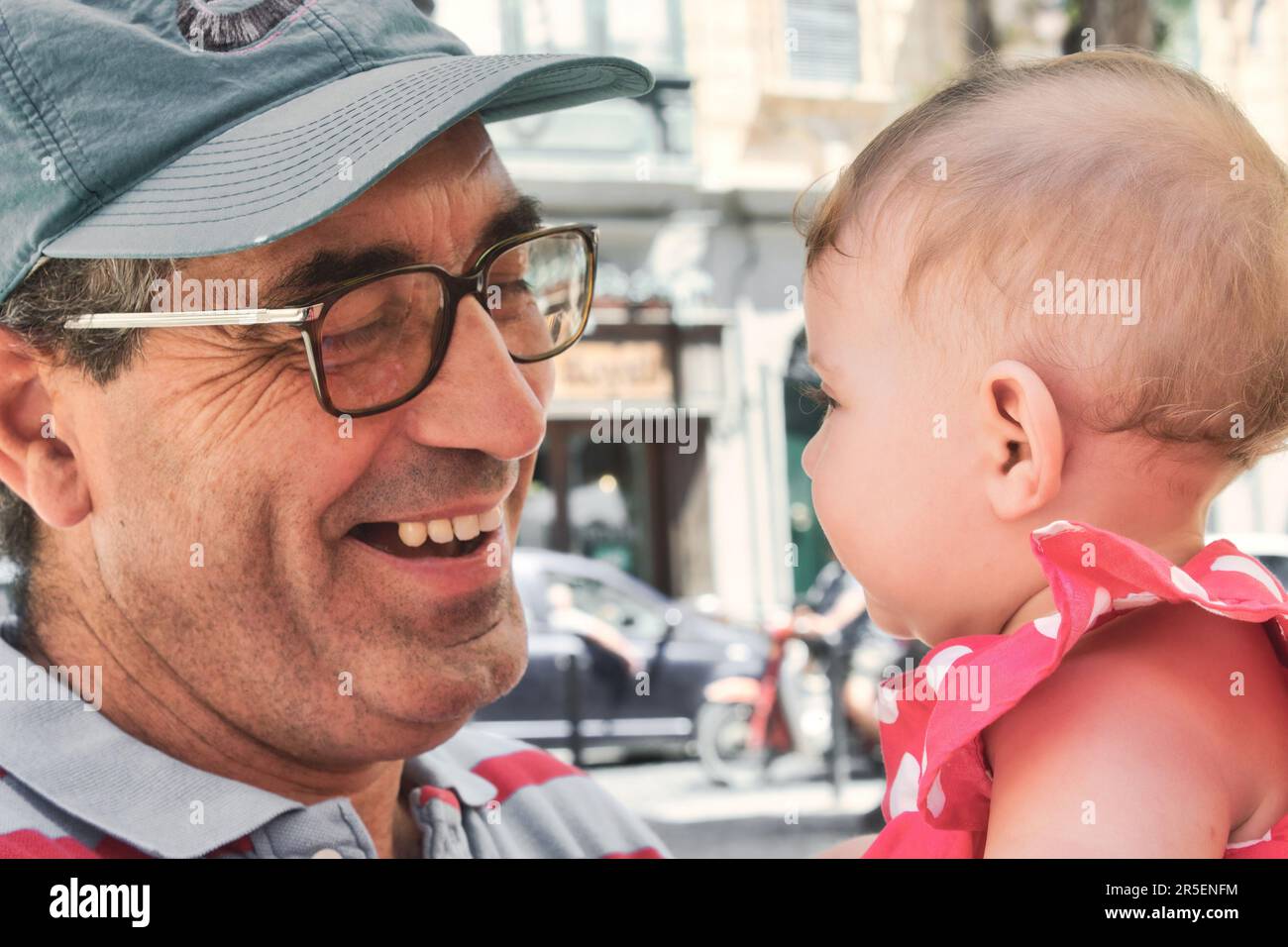 Close-up headshot of a white Caucasian mature father / grandfather ...