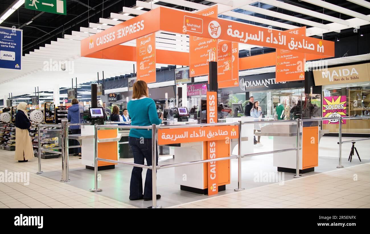 Self-checkout Technology at Marjane Supermarket in Rabat, Morocco Stock ...