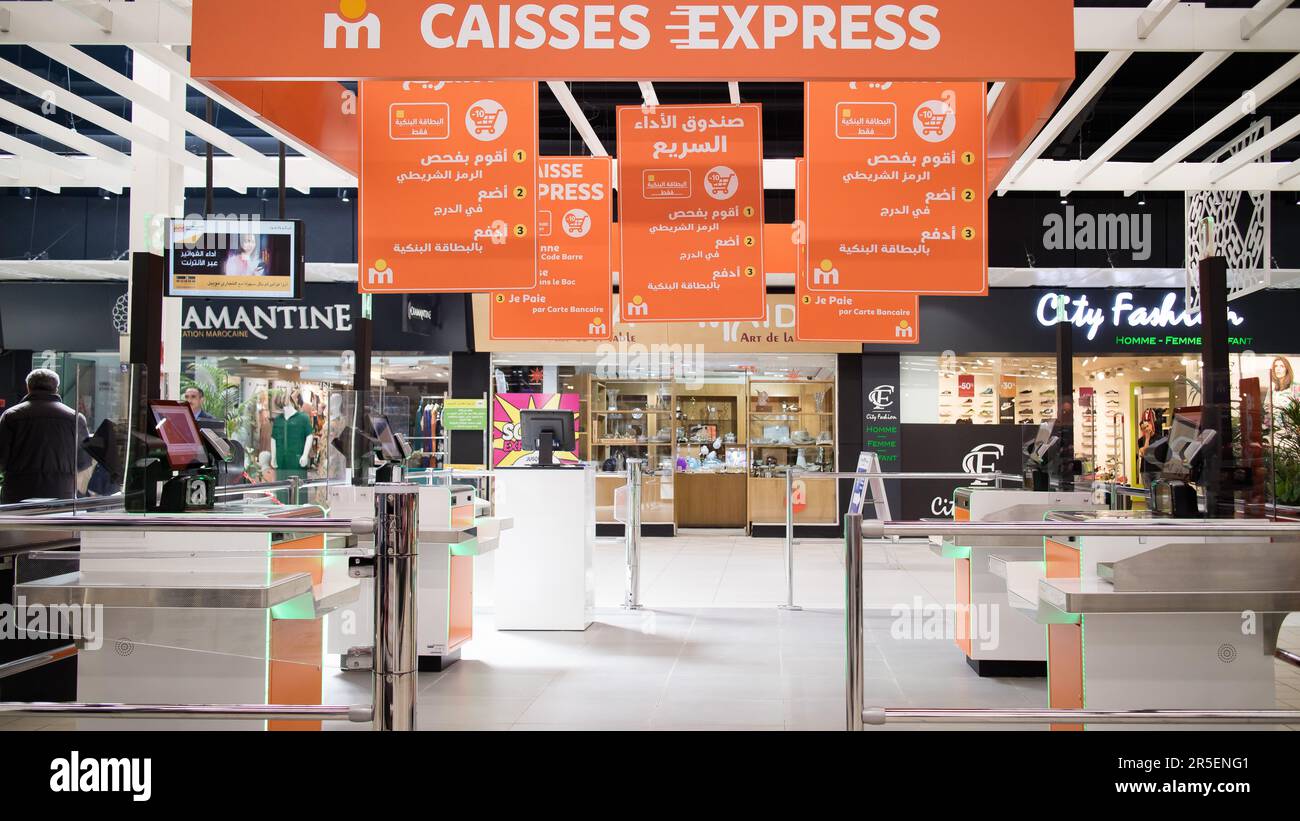Efficient Shopping: Self-checkout at Marjane Supermarket, Rabat Stock ...