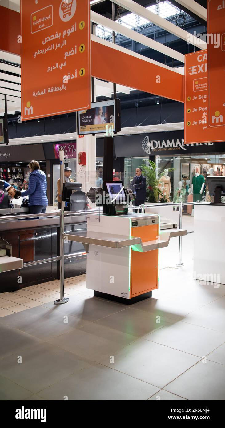 Modern Shopping at Marjane Supermarket's Self-checkout, Rabat Stock ...