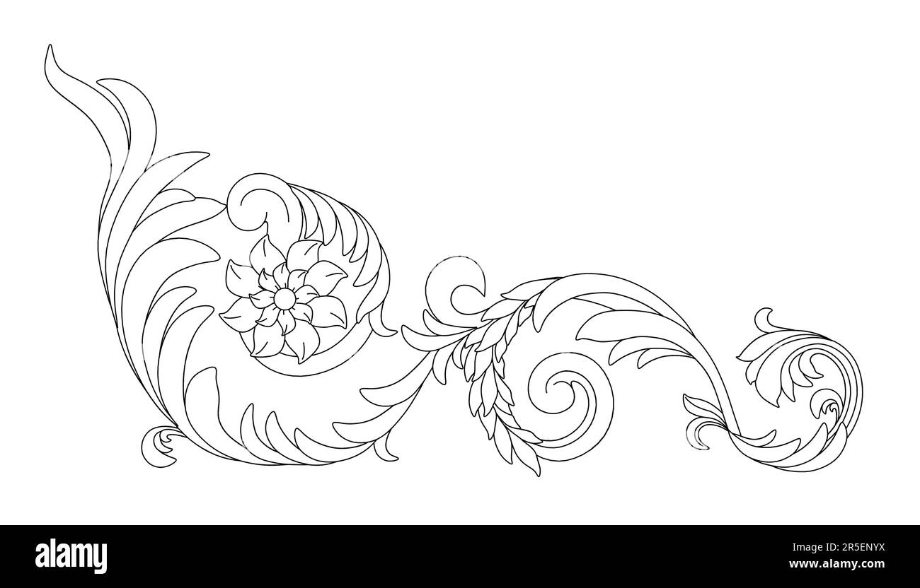 Outline of a decorative ornament from black lines isolated on a white ...