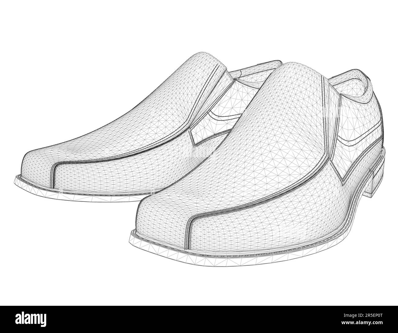 Wireframe of men's shoes from black lines isolated on white background ...