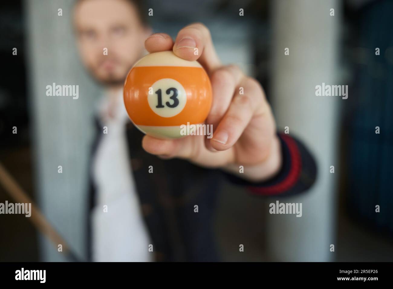 Close up view on billiard ball indoors Stock Photo - Alamy