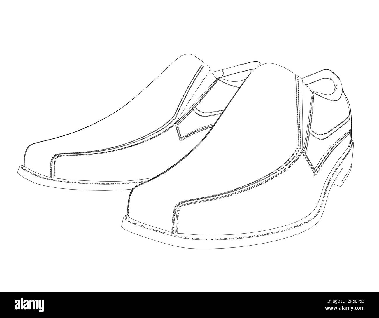 Contour of men's shoes from black lines isolated on white background ...