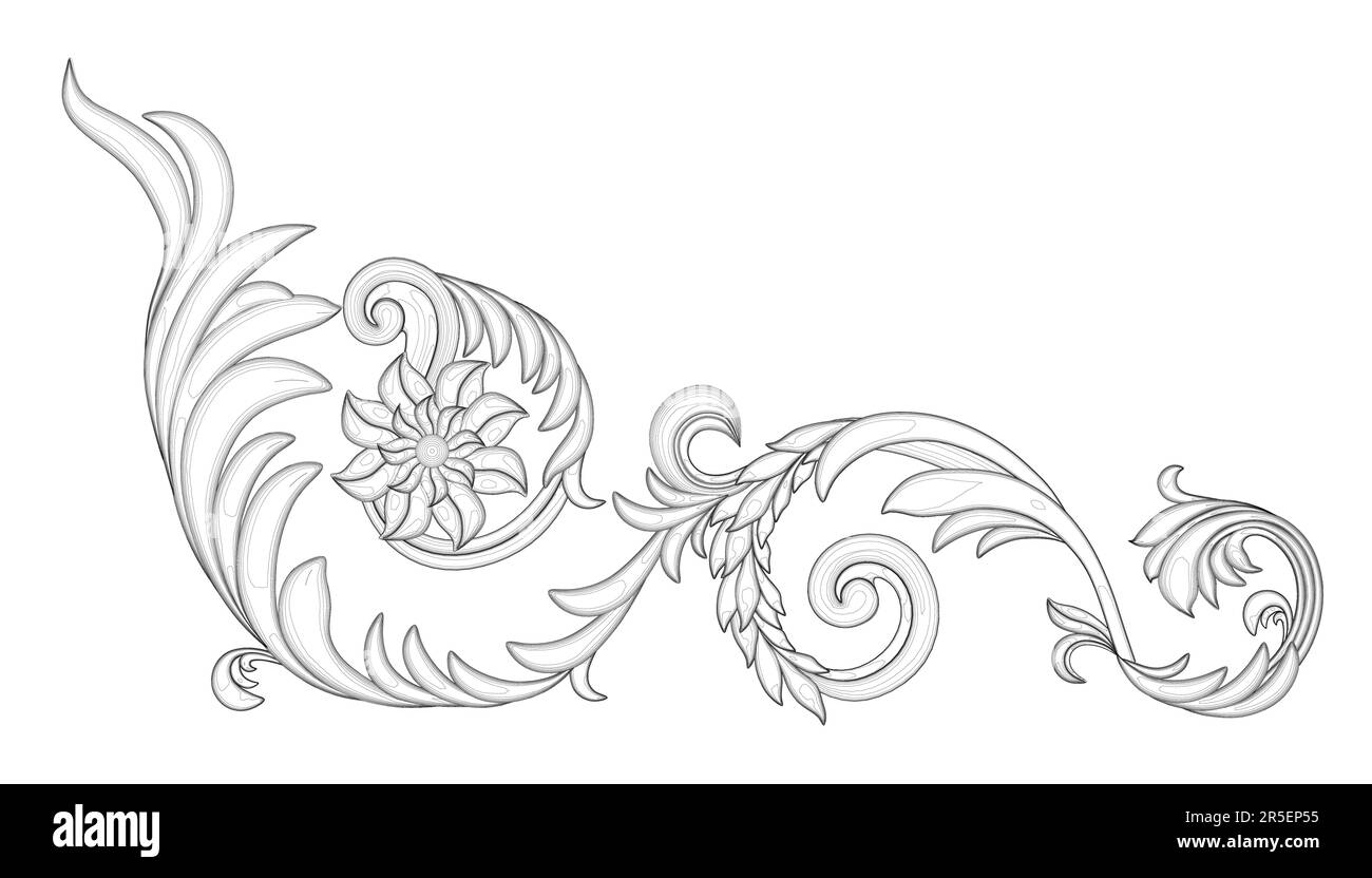 Outline of a decorative ornament from black lines isolated on a white ...