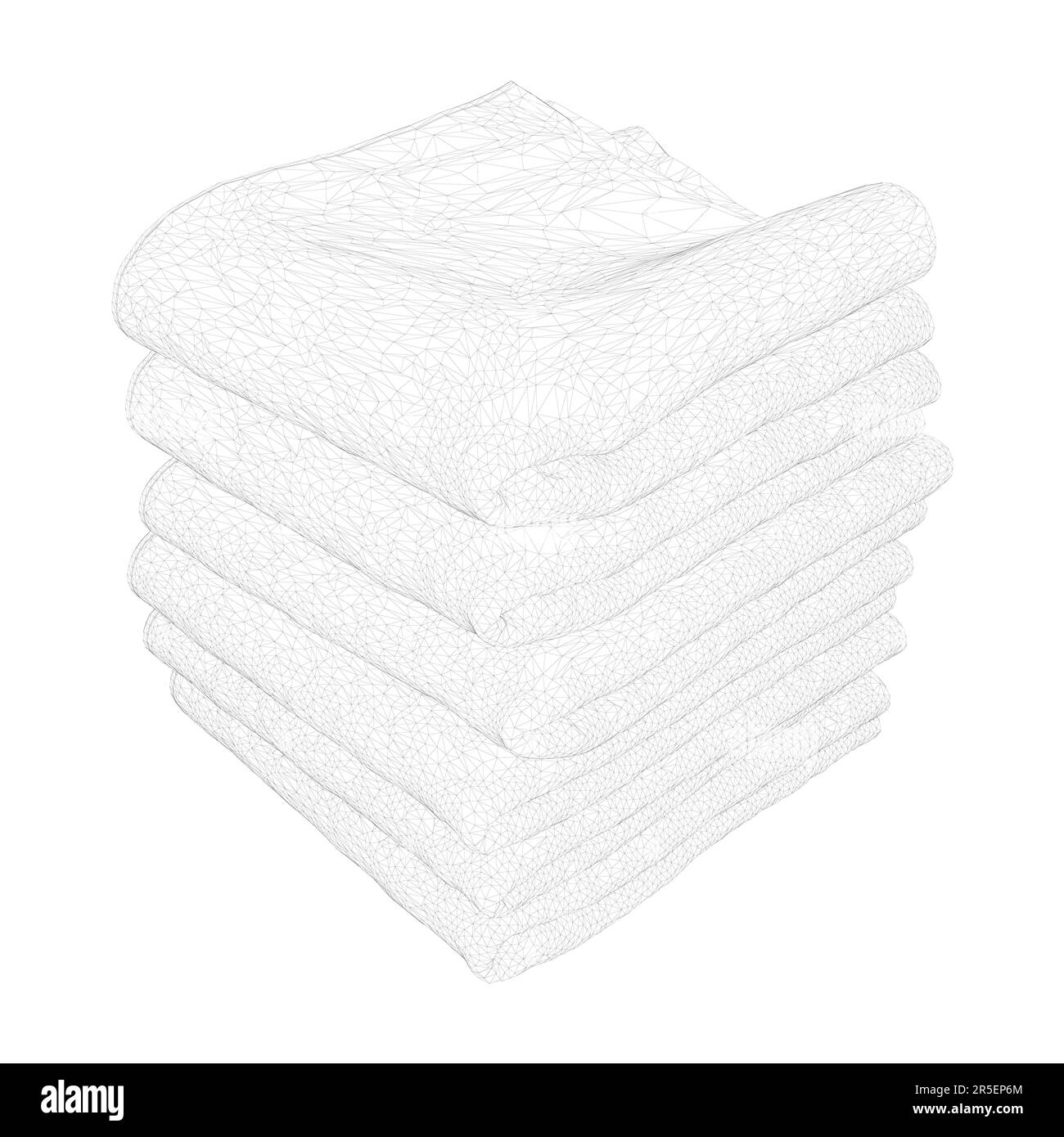 Black line towel stack wireframe isolated on white background ...