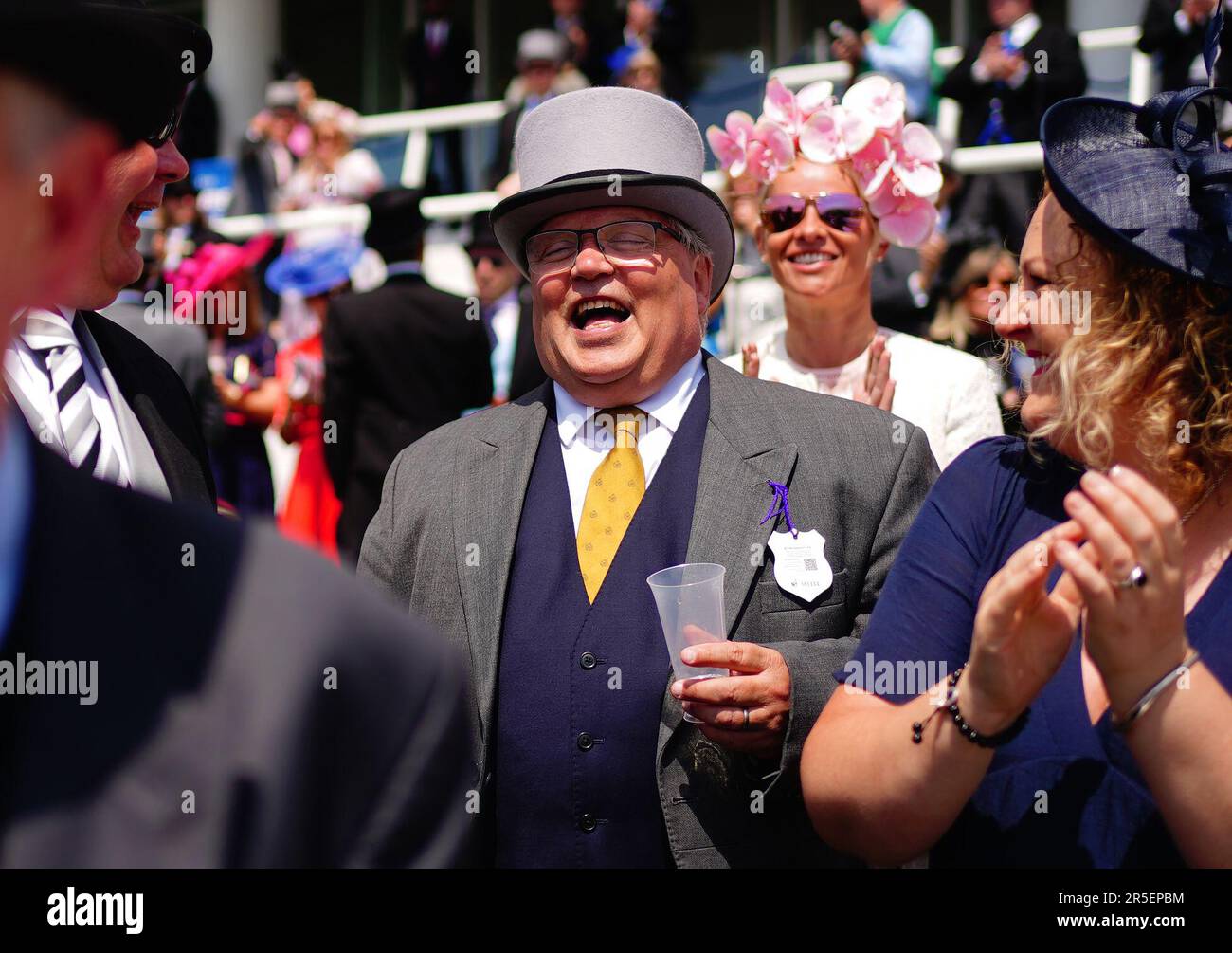 Racegoers enjoy the atmosphere during Derby Day of the 2023 Derby ...