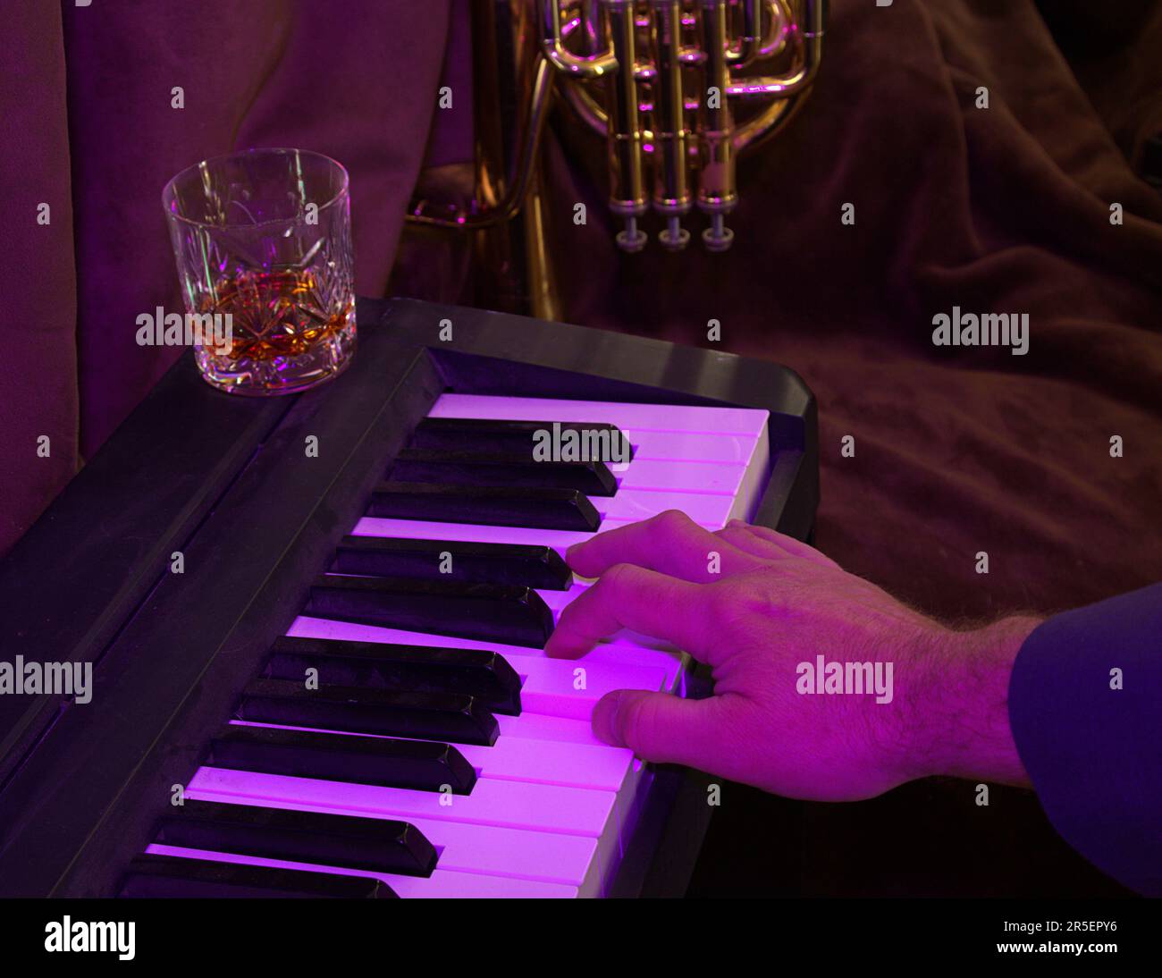 Piano playing at the jazz club Stock Photo - Alamy