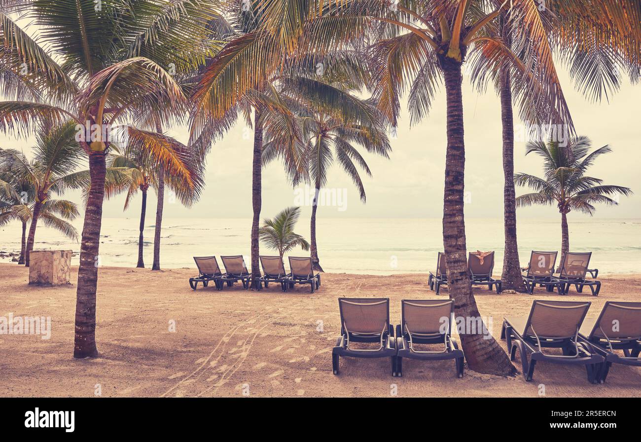 Photo of a tropical beach in retro colors Stock Photo - Alamy