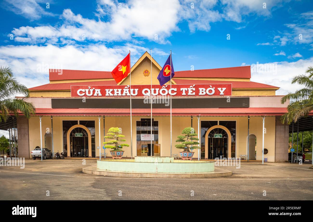 The building housing the Vietnam-Laos international border gate at Bo Y ...
