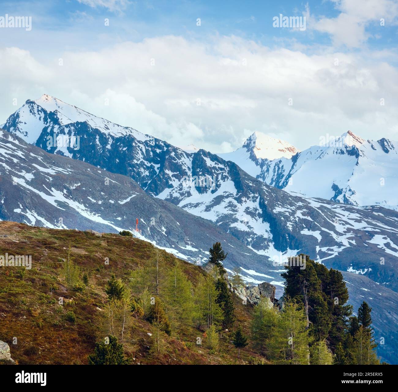 Evening summer mountain landscape. View from Timmelsjoch - high alpine ...