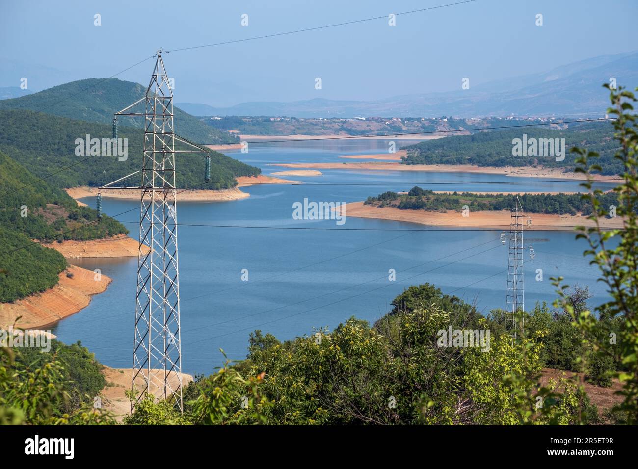 Debar lake summer countryside landscape with mountains background ...